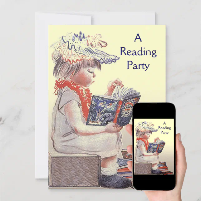 Retro Child Reading Party Book Club Invitation | Zazzle