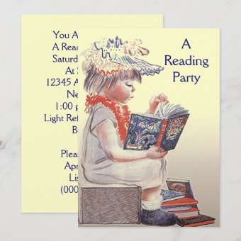 Retro Child Reading Party Book Club Invitation | Zazzle