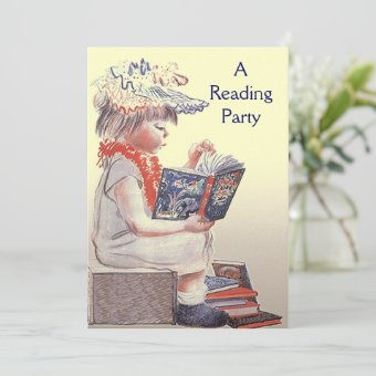Retro Child Reading Party Book Club Invitation | Zazzle