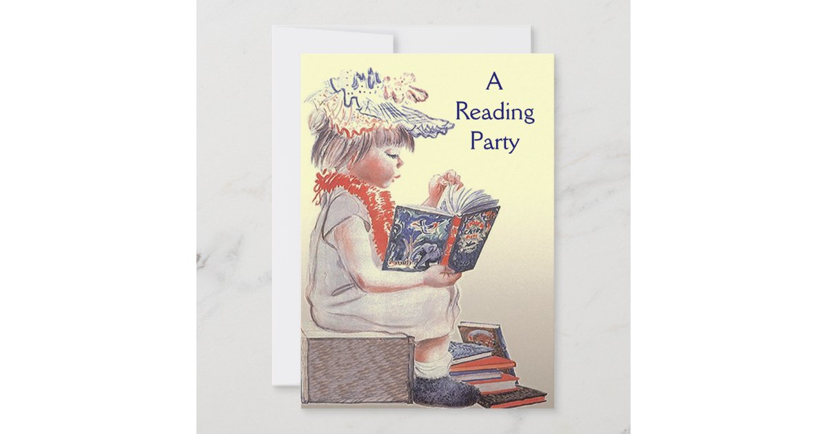 Retro Child Reading Party Book Club Invitation | Zazzle