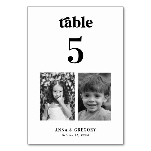 Retro Childhood Pictures Wedding Table Number 5 | Zazzle