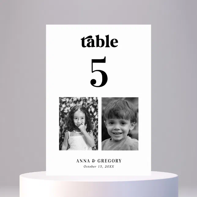Retro Childhood Pictures Wedding Table Number 5 | Zazzle