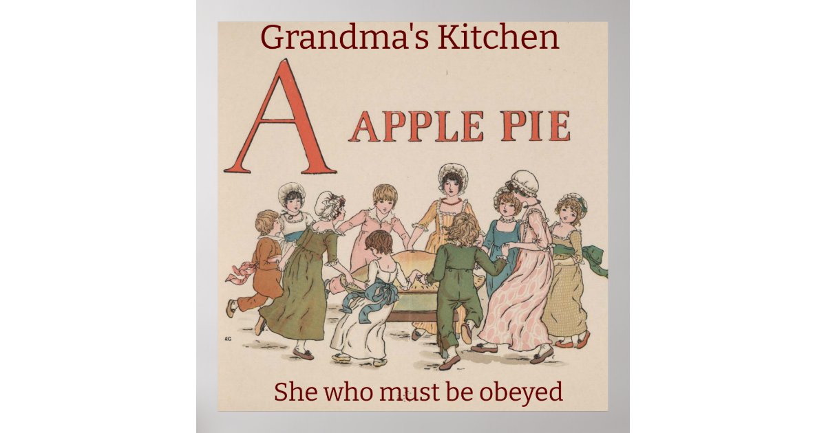 Retro Childrens' Illustration Apple Pie. Editable Poster | Zazzle