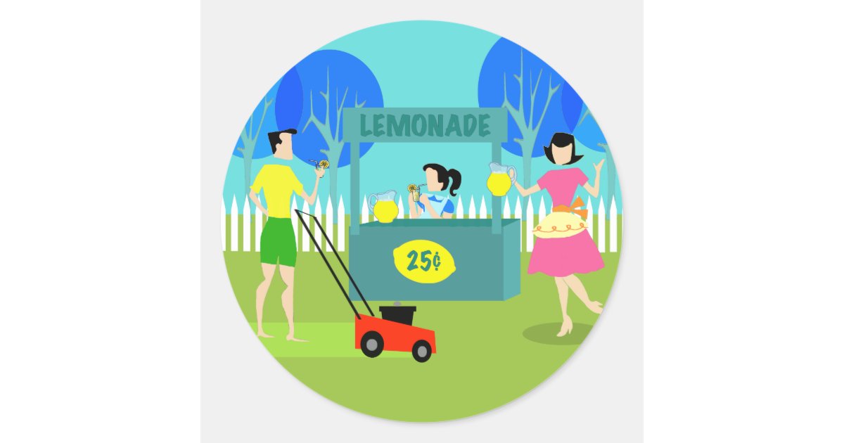 Retro Children's Lemonade Stand Stickers | Zazzle