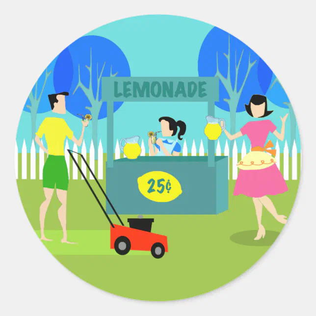 Retro Children's Lemonade Stand Stickers | Zazzle