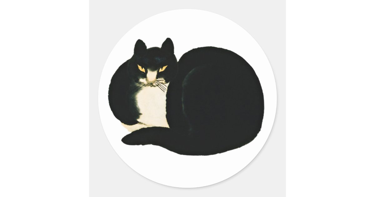 Retro Chinese Qing Dynasty Black Manchu Cat Classic Round Sticker | Zazzle