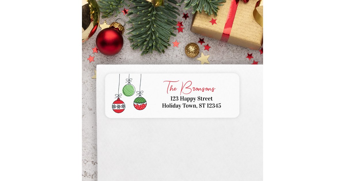 Retro Christmas Baubles Label | Zazzle