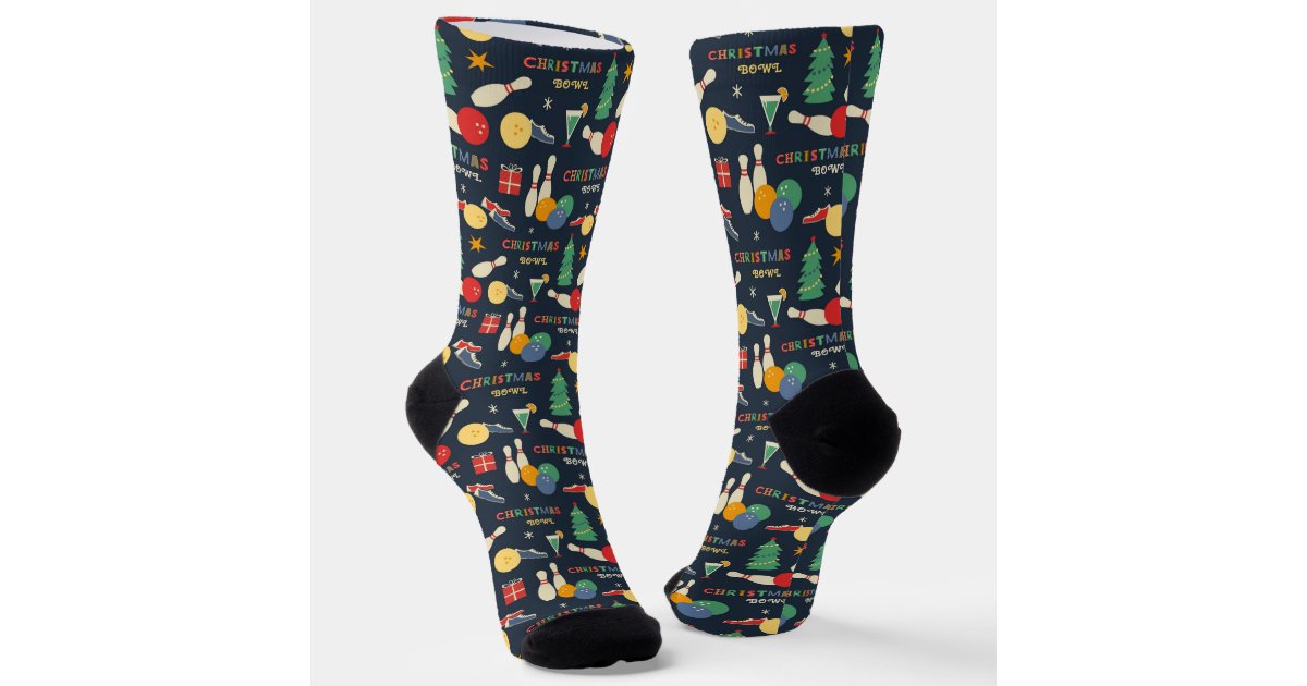 Retro Christmas Bowling Pattern Socks | Zazzle