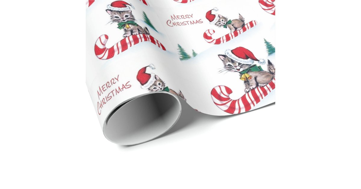 Vintage Christmas Cat Wrapping Paper