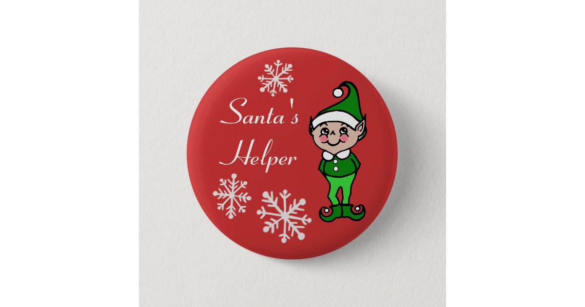 Retro Christmas Elf Button | Zazzle