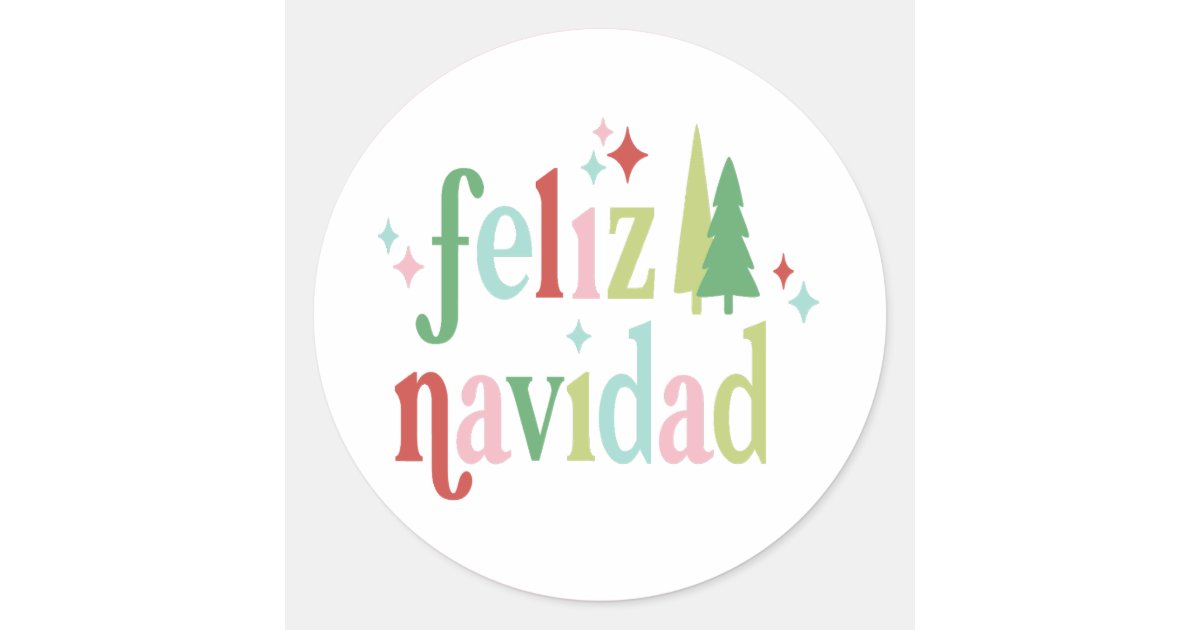 Retro Christmas | Feliz Navidad Classic Round Sticker | Zazzle