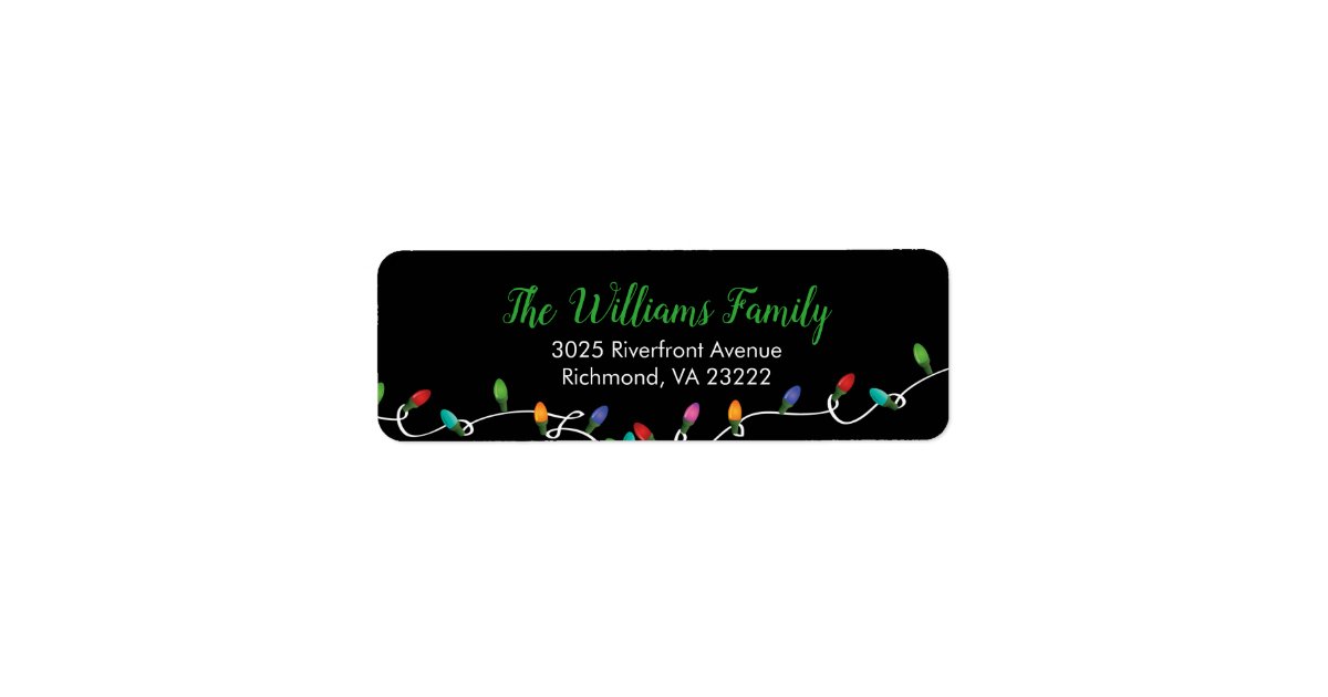 Retro Christmas Lights Address Label | Zazzle
