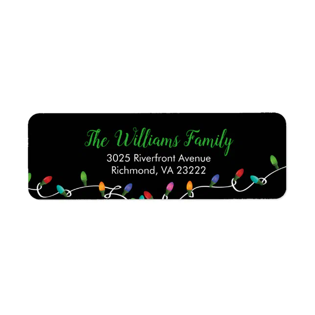 Retro Christmas Lights Address Label | Zazzle