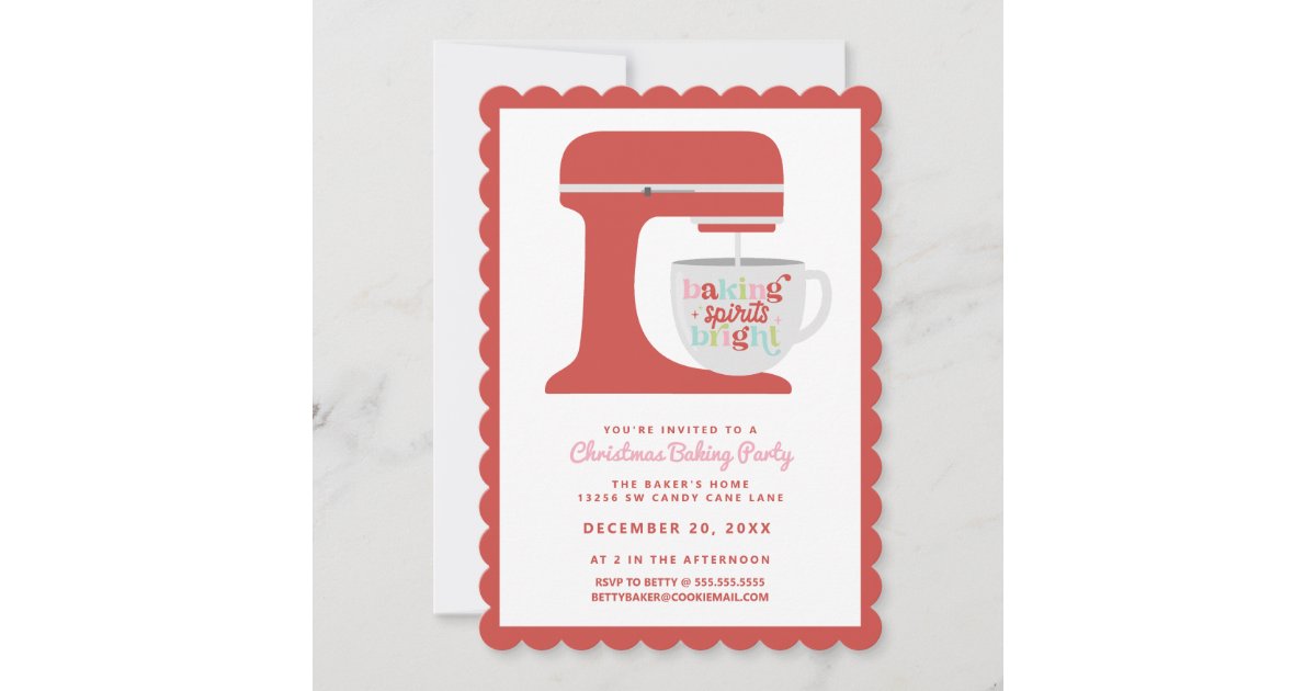 Retro Christmas Mixer | Baking Party Invitation | Zazzle