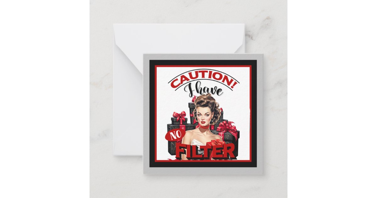 Retro Christmas No Filter Pinup Note Card | Zazzle