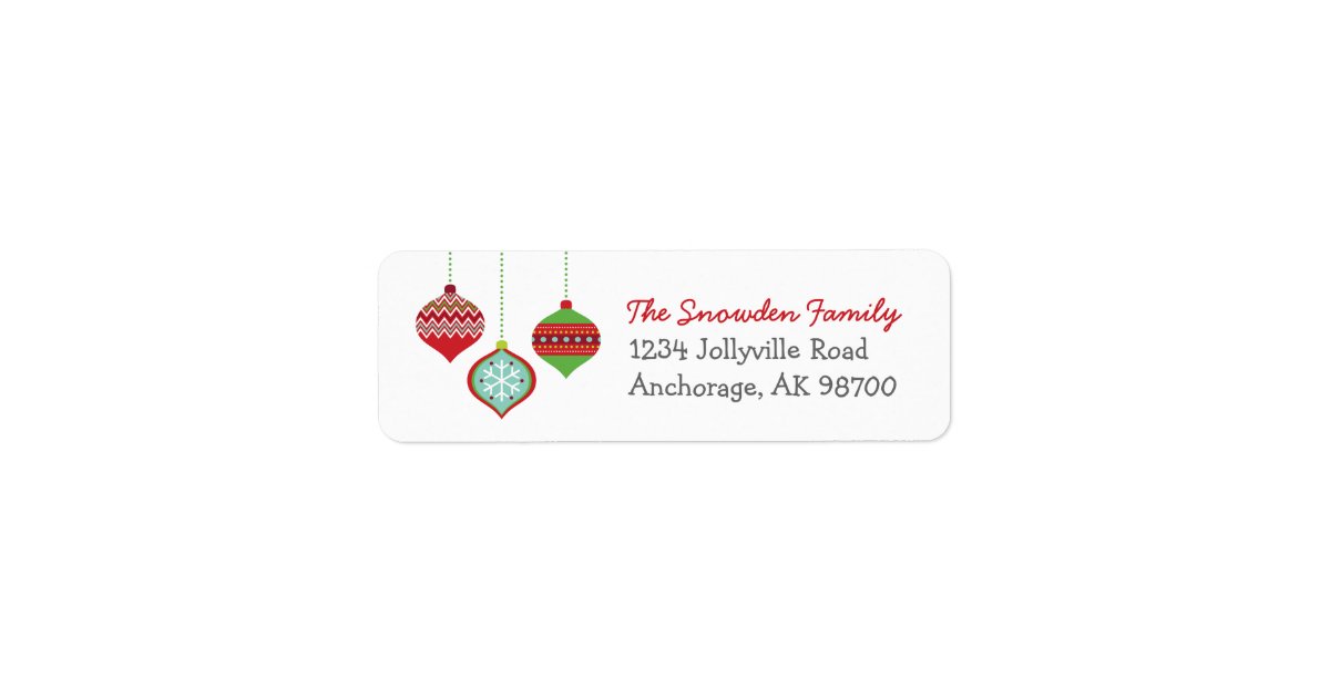 Retro Christmas Ornaments Return Address Labels | Zazzle
