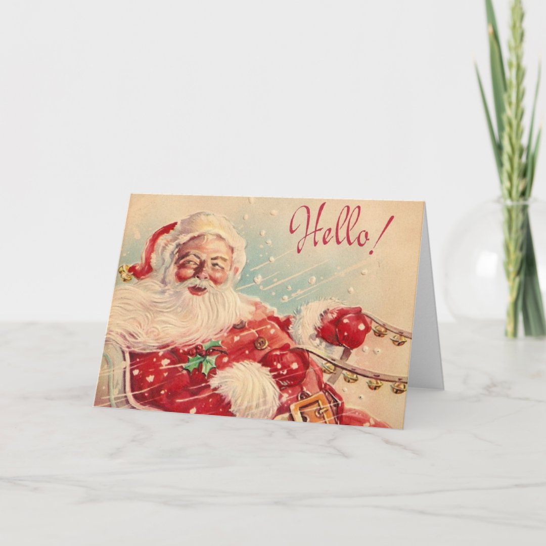 Retro Christmas Santa Greeting Card | Zazzle