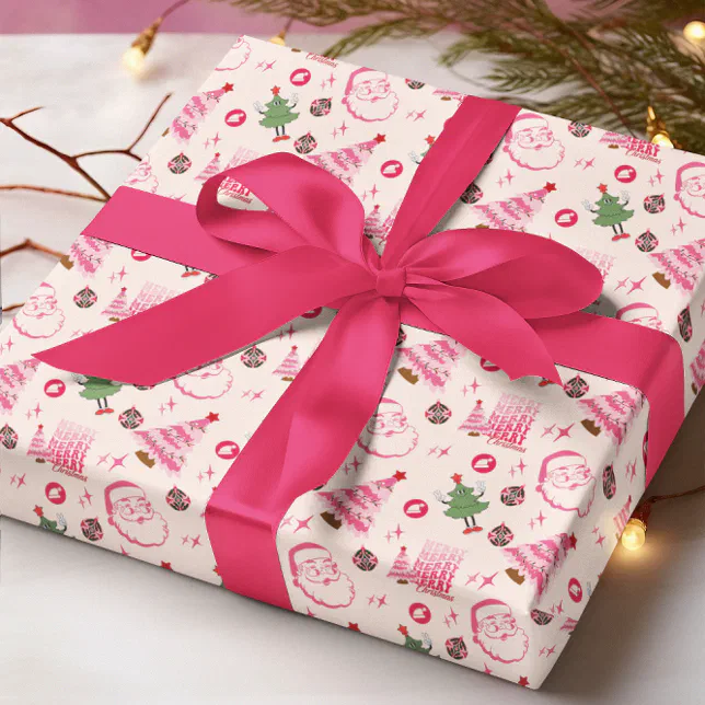 Retro Christmas Set of 3 Wrapping paper | Zazzle