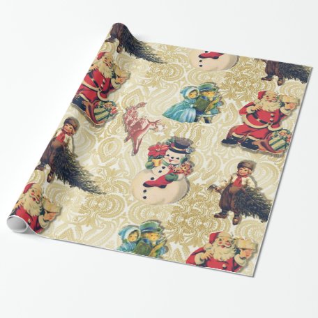 Retro Christmas Fabric | Zazzle