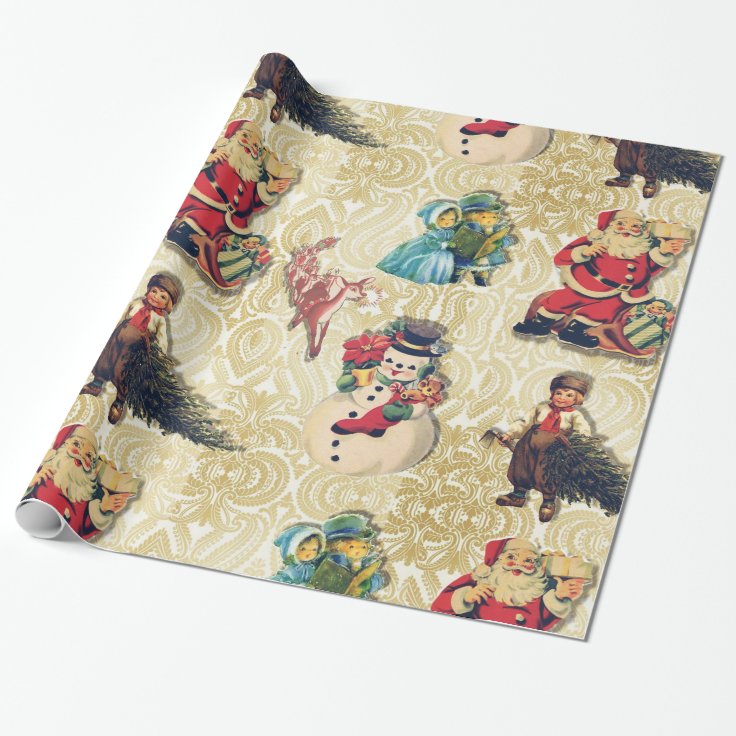 Retro Christmas Wrapping Paper | Zazzle