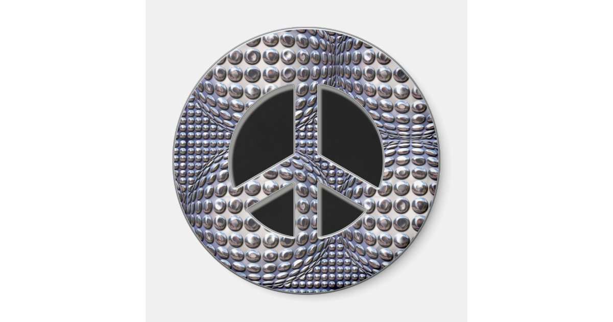 RETRO CHROME PEACE SIGN MAGNET | Zazzle