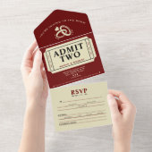Retro Cinema Theater Admit Two Ticket Wedding All In One Invitation ...