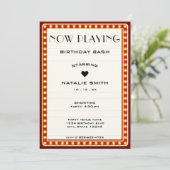 Retro Cinema Theater Marquee Sign Red Birthday Invitation | Zazzle