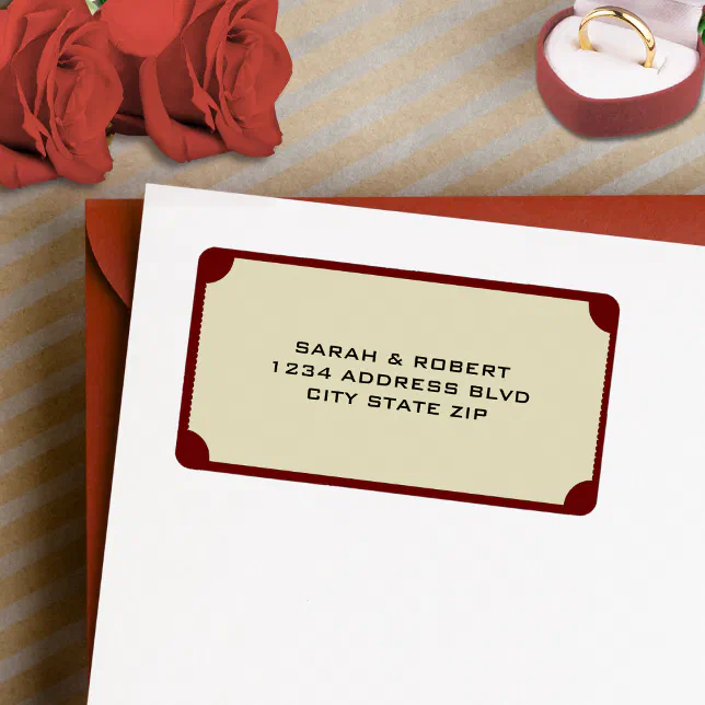 Retro Cinema Theater Ticket Stub Wedding Address Label | Zazzle