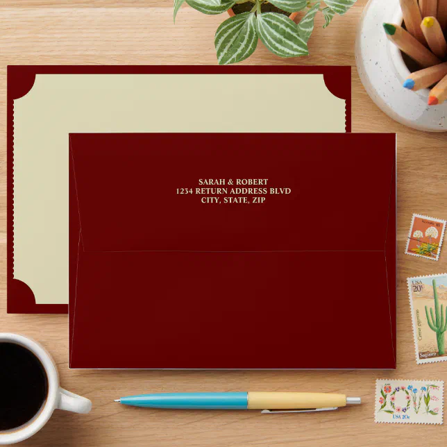 Retro Cinema Theater Ticket Stub Wedding Envelope | Zazzle