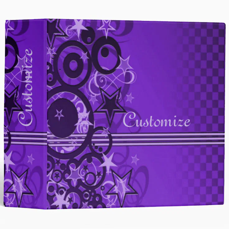 Retro Circles & Stars Purple Binder | Zazzle