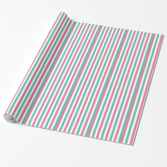 Retro Circus Stripes in Pink and Teal Wrapping Paper | Zazzle.com