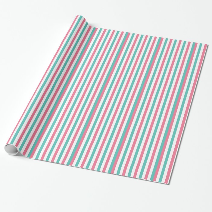 Retro Circus Stripes in Pink and Teal Wrapping Paper | Zazzle.com