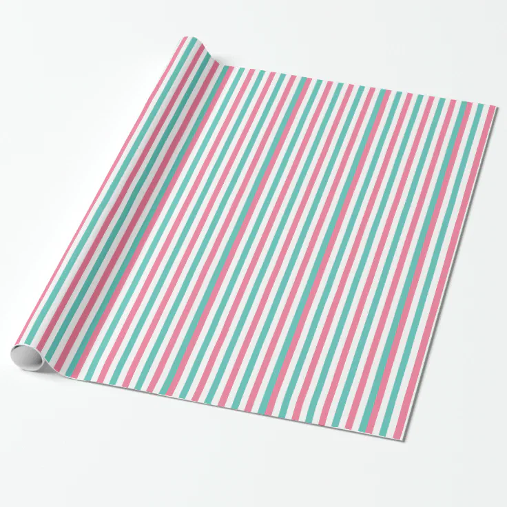 Retro Circus Stripes in Pink and Teal Wrapping Paper | Zazzle