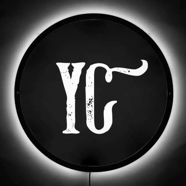 Retro Classic Business Initial Logo black & white LED Sign | Zazzle