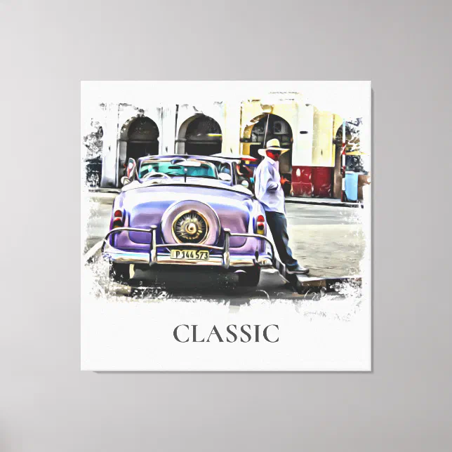 Retro Classic Vintage Car Antique Man Canvas Print | Zazzle