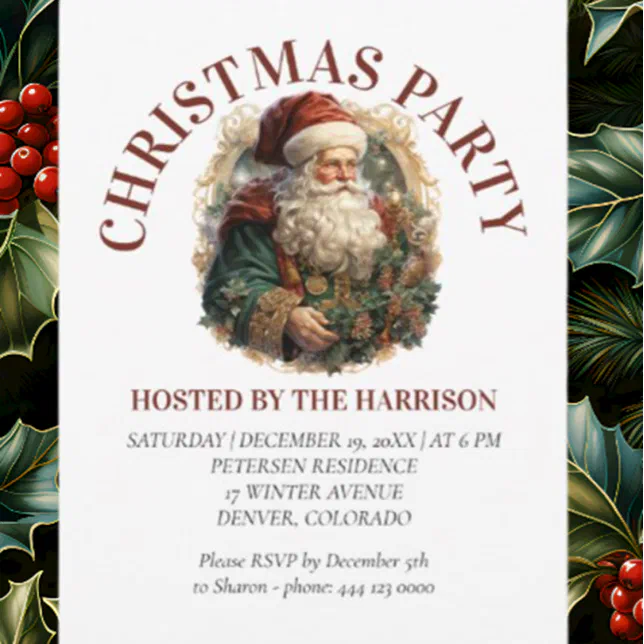 Retro Classic Vintage Santa Claus Invitation | Zazzle