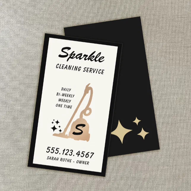 Retro Cleaning Service Maid Gold Vacuum Cleaner C Calling Card | Zazzle