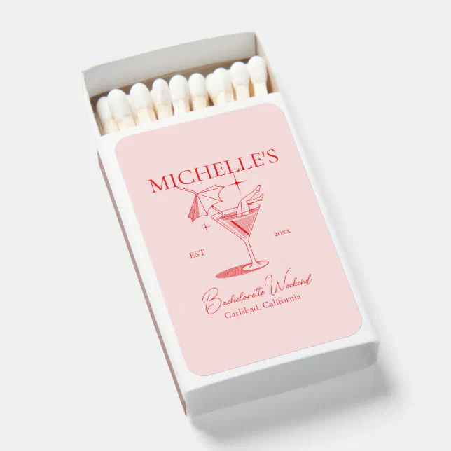 Retro Cocktail Bachelorette Party Matchboxes | Zazzle