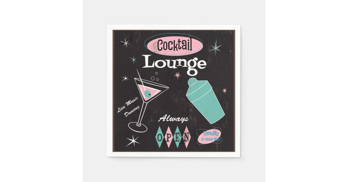Retro Cocktail Lounge Napkins | Zazzle
