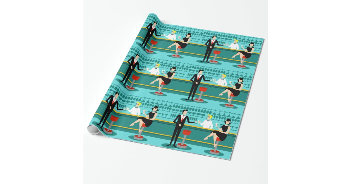 Retro Cocktail Lounge Wrapping Paper | Zazzle