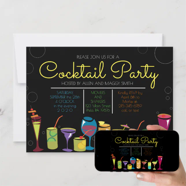 RETRO COCKTAIL PARTY BUBBLES Party Invitation | Zazzle