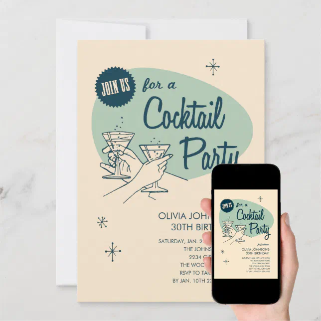 Retro Cocktail Party Invitations | Zazzle