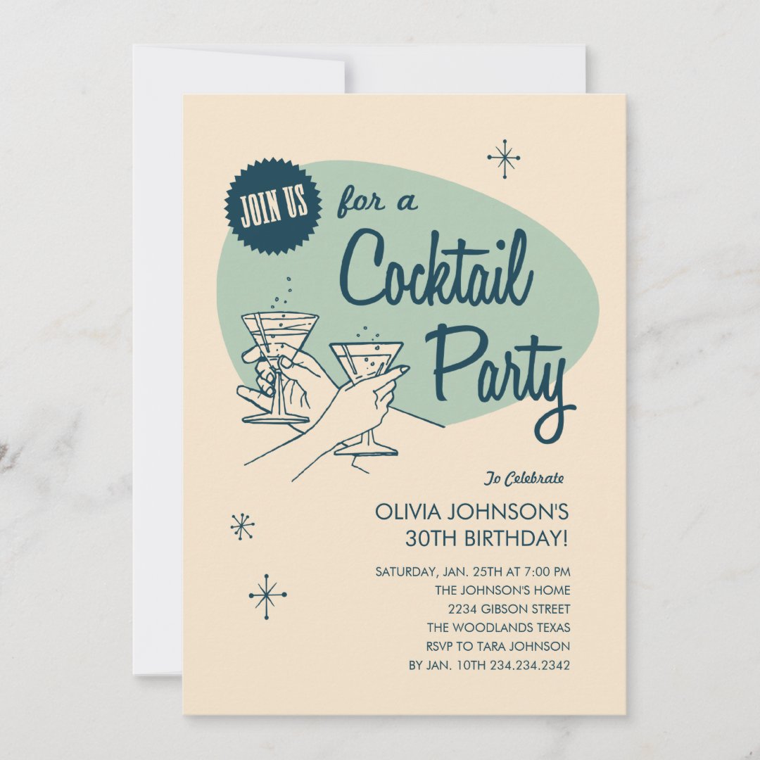 Retro Cocktail Party Invitations | Zazzle