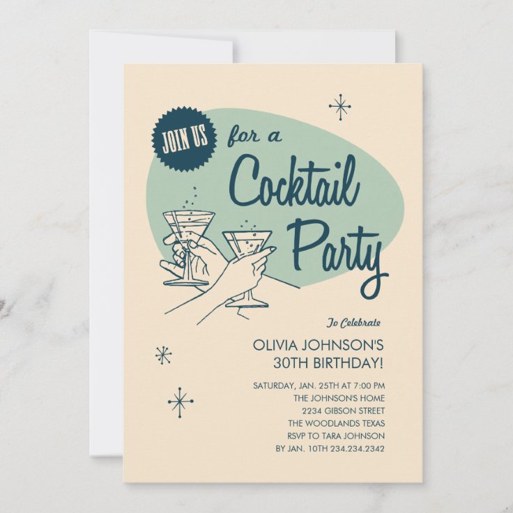 Retro Cocktail Party Invitations | Zazzle