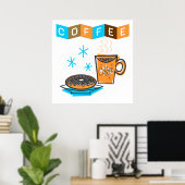 Retro Coffee and Donut Poster | Zazzle