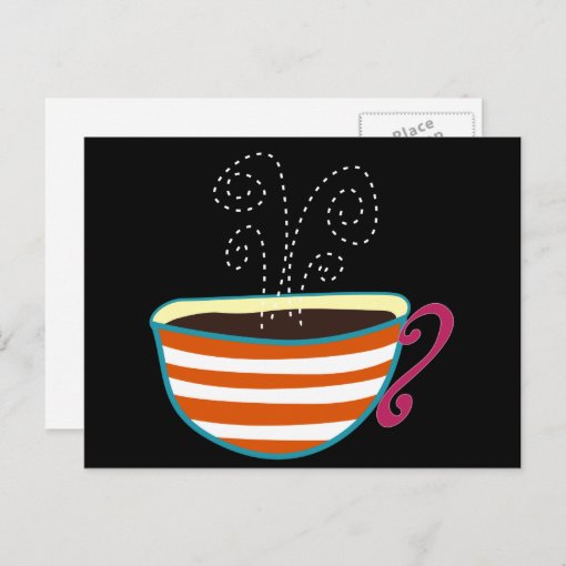 Retro Coffee Cup Tea Custom Postcard | Zazzle