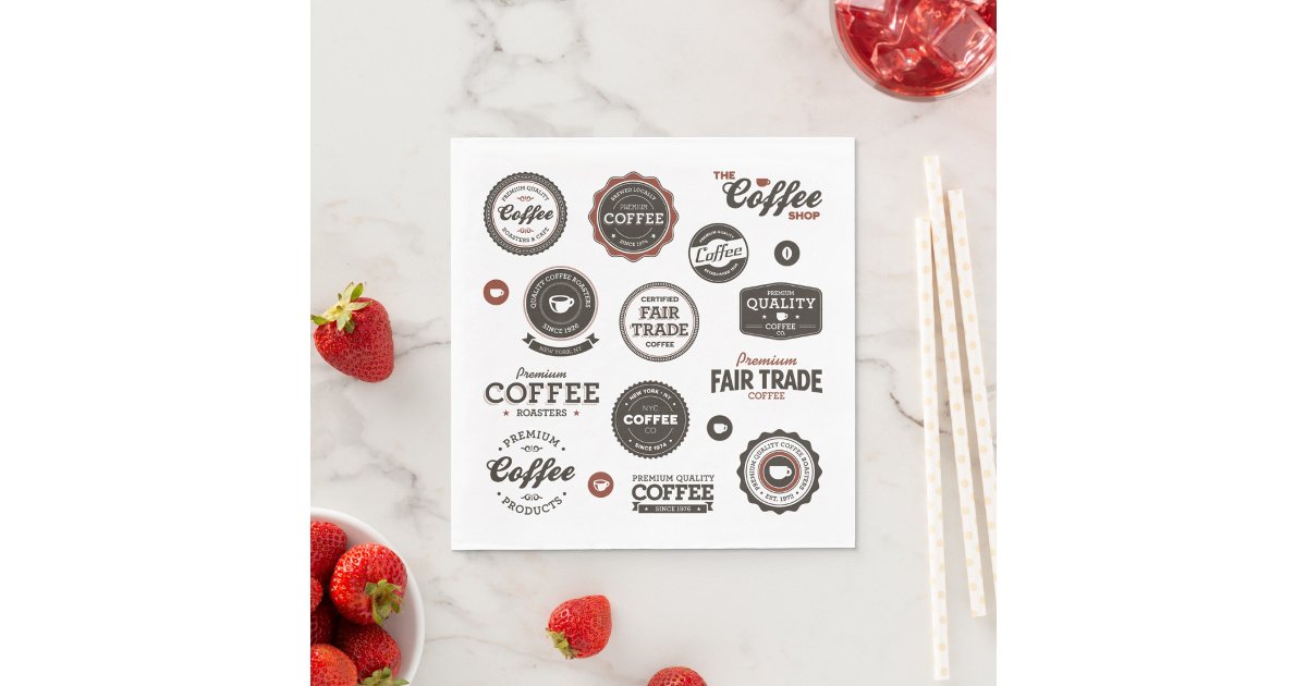 Retro Coffee Labels Napkins | Zazzle