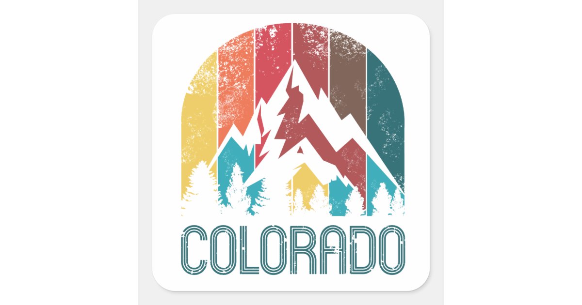 Retro Colorado Design for Men Women and Kids Square Sticker | Zazzle