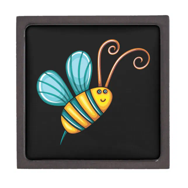 Retro Colorful Beautiful Boho Bumble Bee Jewelry Box | Zazzle