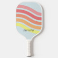 Retro Colorful Blue Groovy Lines Beach Sunrise Pickleball Paddle | Zazzle